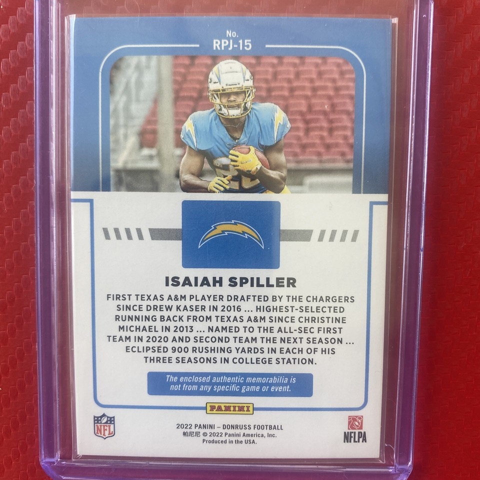 2022 Panini Donruss Isaiah Spiller Rookie Phenom Patch Card #RPJ-15 | eBay