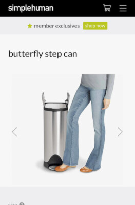 simplehuman 30L trash can butterfly garbage can stainless steel ...