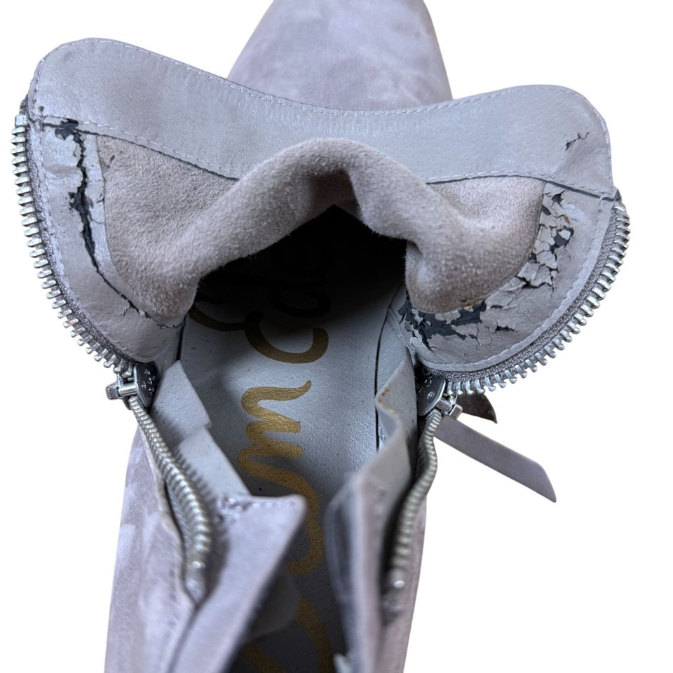 Sam Edelman Packer Suede Booties 7.5M Taupe Leather Ankle Boots Zipper ...
