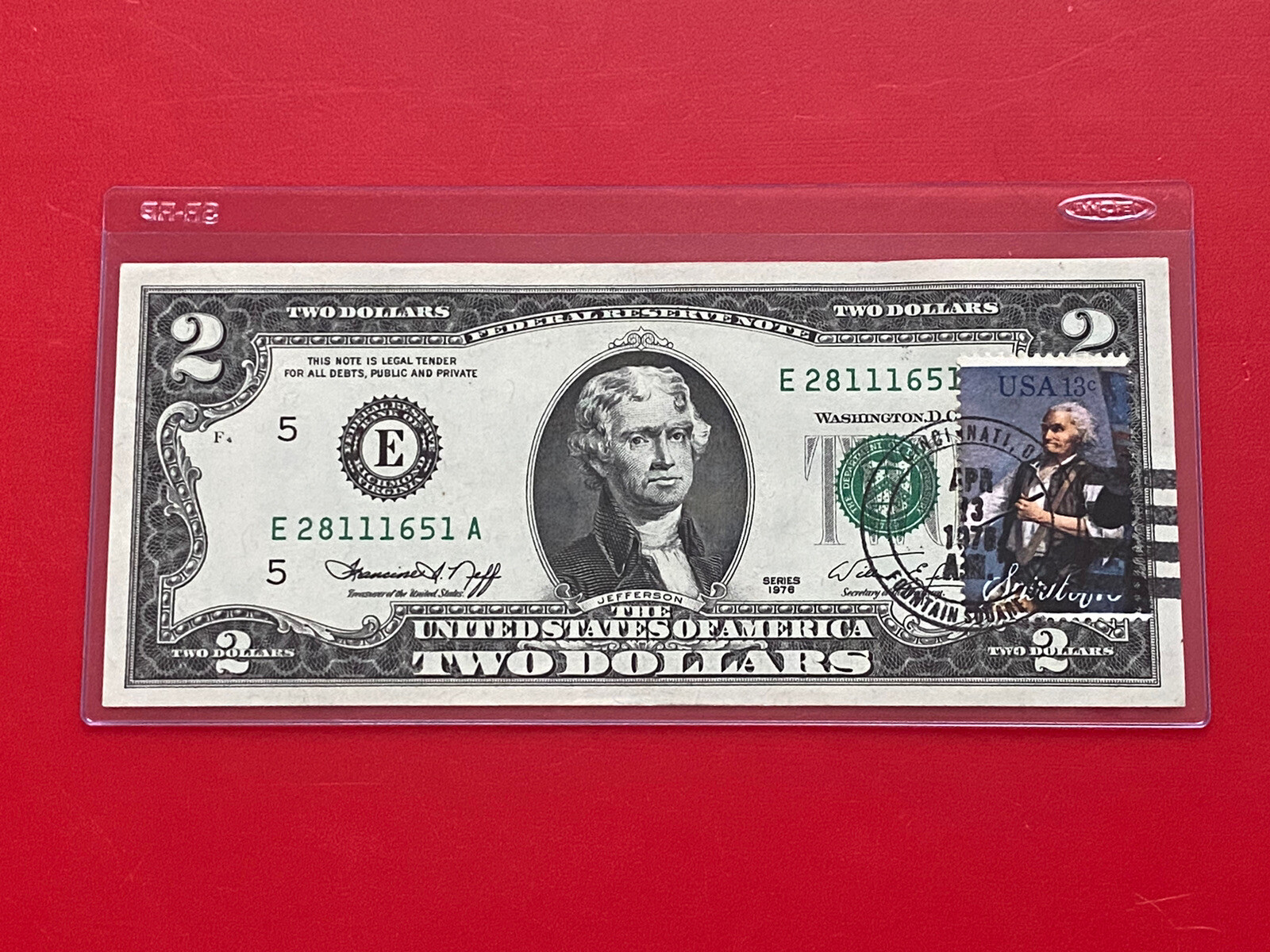 US 2 Dollar Bill 1976 ( RICHMOND E ) Lucky Money Note USPS Stamp Cancel ...