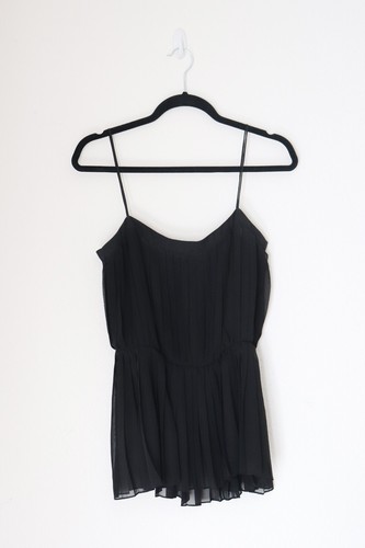 Zara Basic black thin strap pleated top, size S | eBay