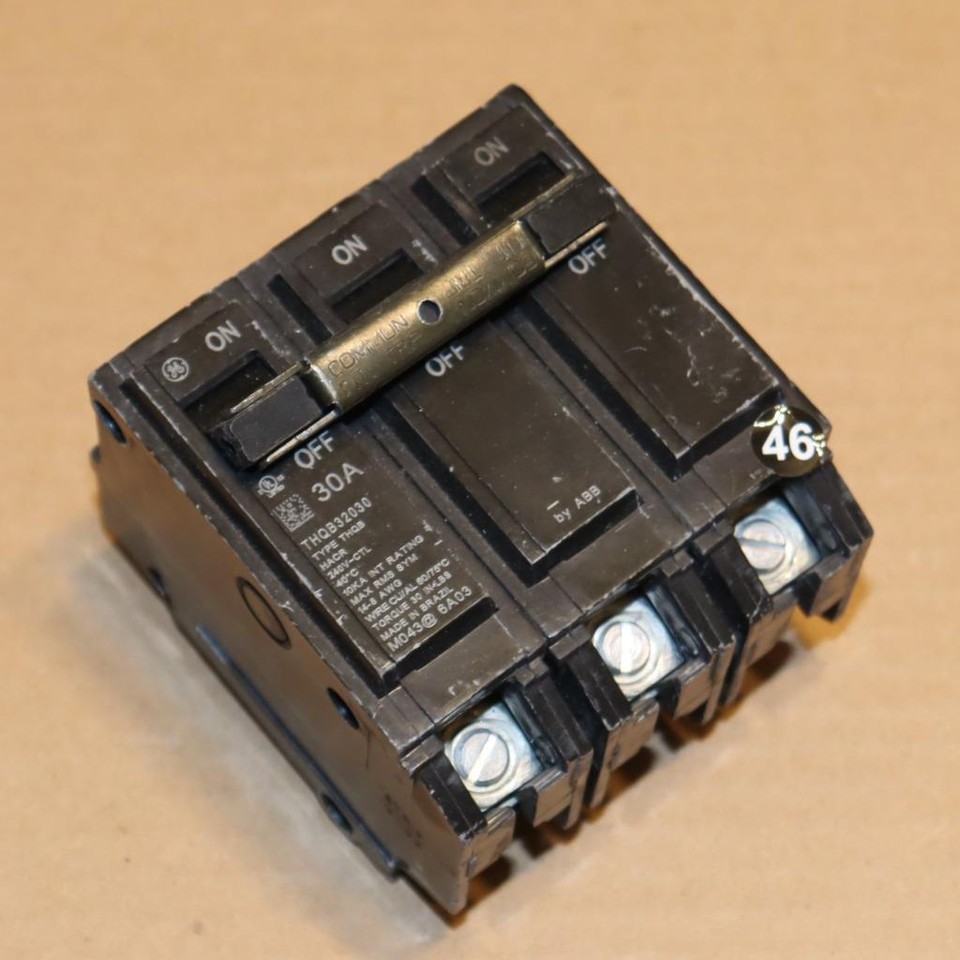 One New Take Out GE THQB32030 3 Pole 30 Amp Bolt In Breaker No Bus ...