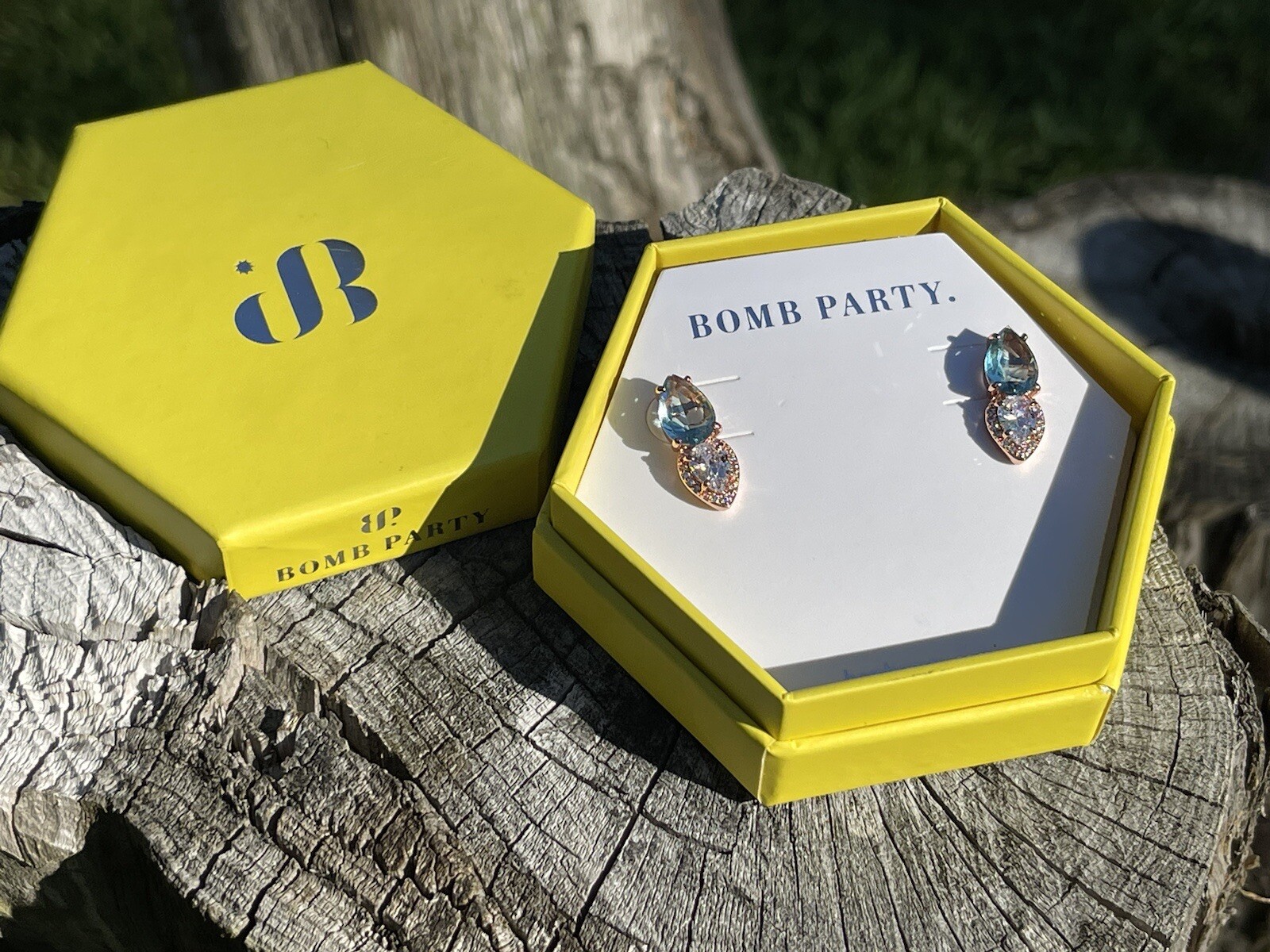 Ring Bomb Party Stud Earrings Wings Of An Angel RBP3500 Lab Aqua Marine ...