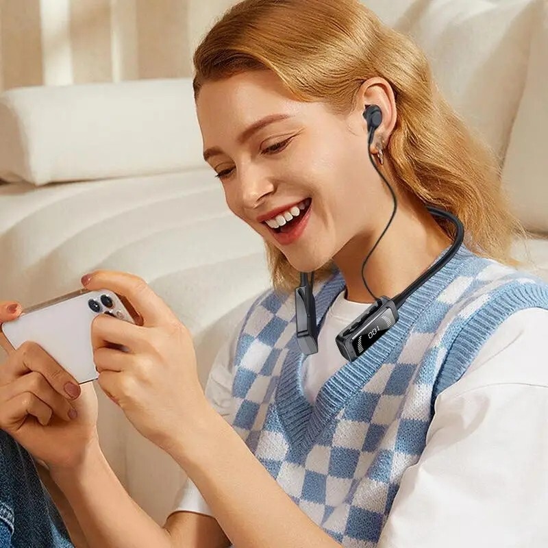 Bluetooth Neckband Headset Wireless Earphone Headphone Mic For iPhone ...