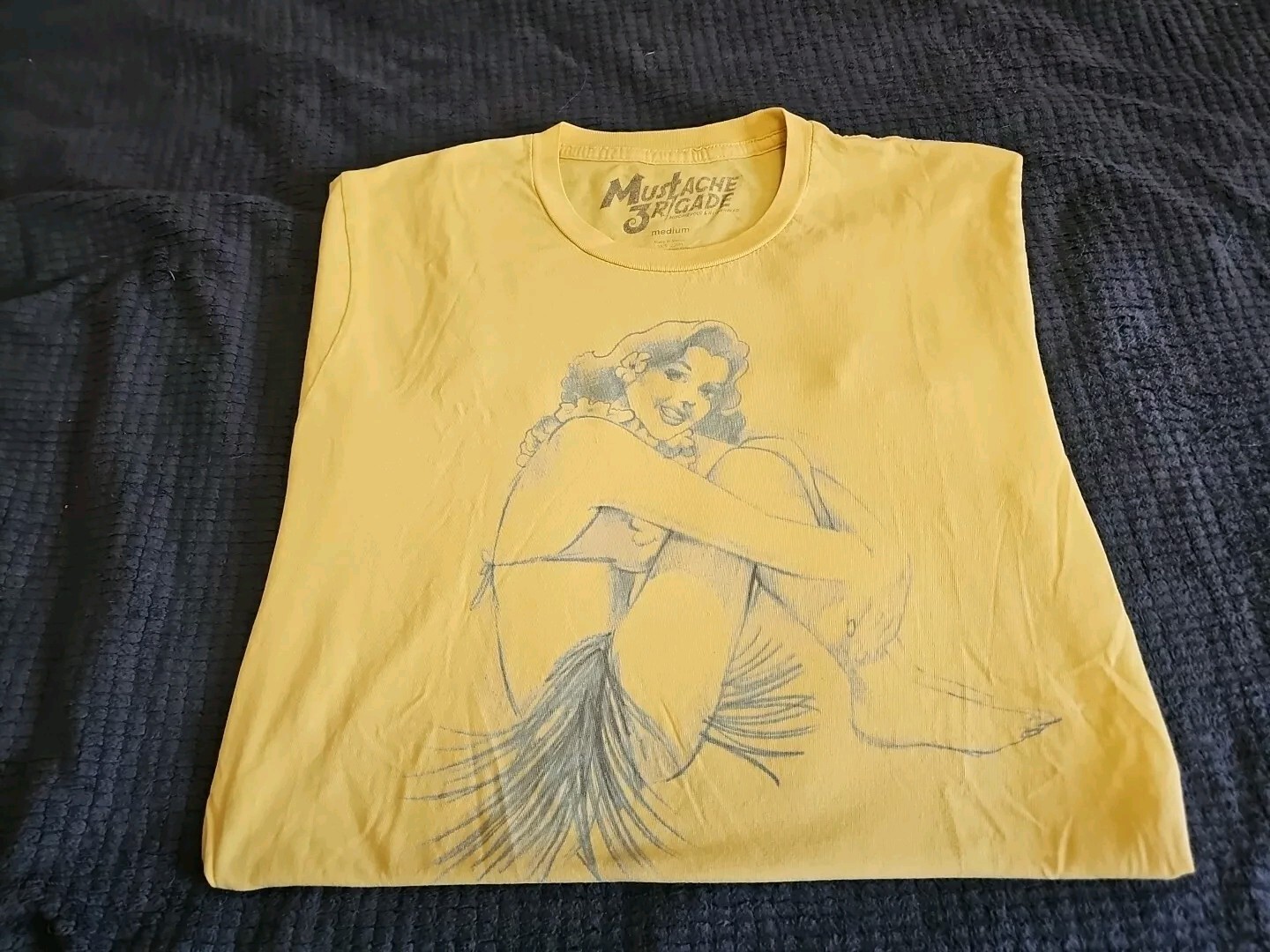 Mustache Brigade Pinup Hula Girl Retro Graphic Pale Y… Gem