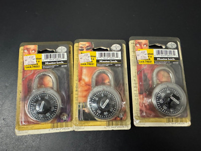 LOT 3X NOS VINTAGE MASTER LOCK 1500D LOCKER COMBINATION LOCKS W ...