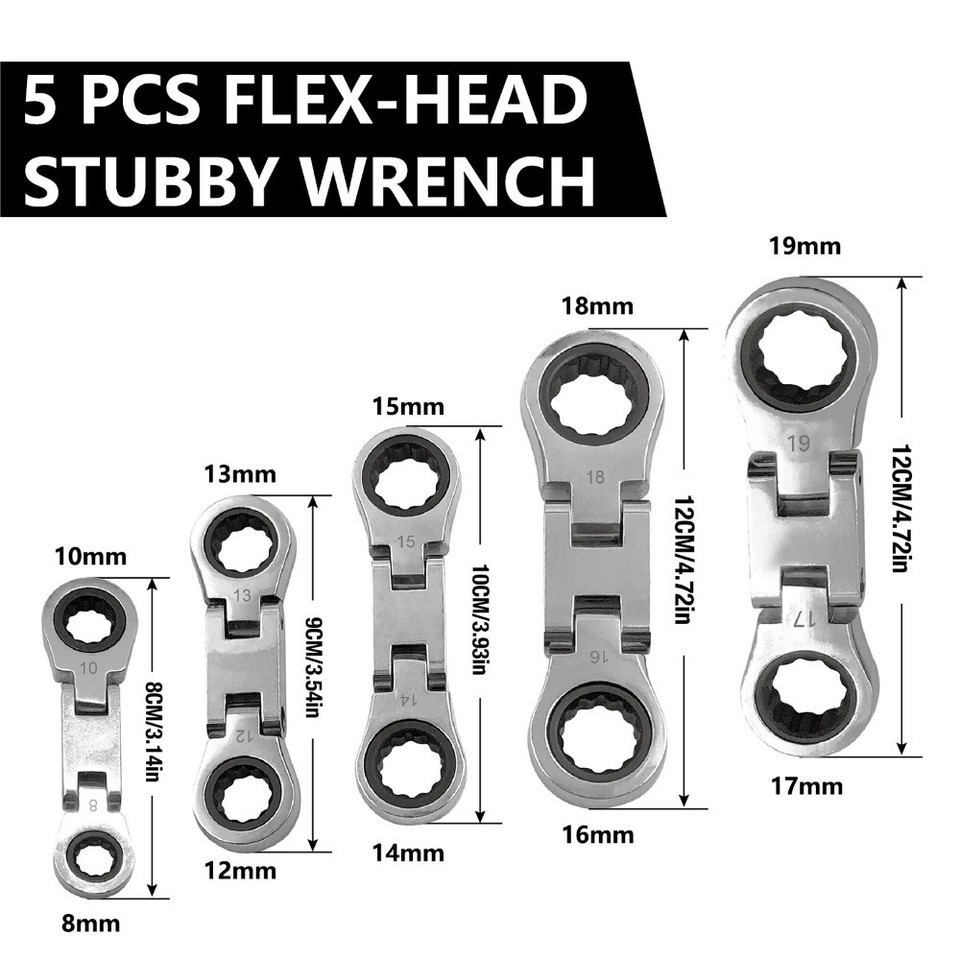 5-Piece Double Bend Head Ratchet Wrench Set | eBay
