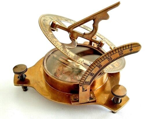 4" Sundial Nauntical Decor Brass Golden Magnetic Compass gift | eBay