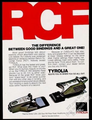 1977 Tyrolia 350 Diagonal ski bindings photo vintage print ad | eBay