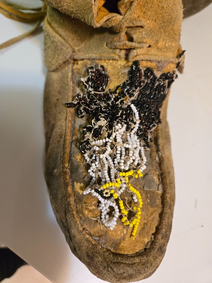 Vintage High-Top Beaded Moose Hide Moccasins - Plains Style, Likely ...