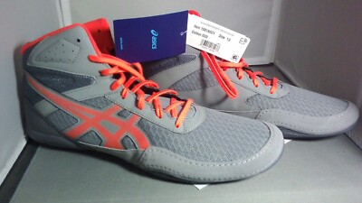 Asics MENS Matflex Wrestling Shoes Sneakers STONE GREY/FLASH CORAL SIZE ...