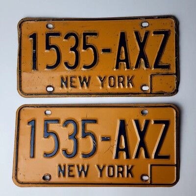 VINTAGE NEW YORK NY LICENSE PLATE TAG PAIR SET #1535-AXZ | eBay