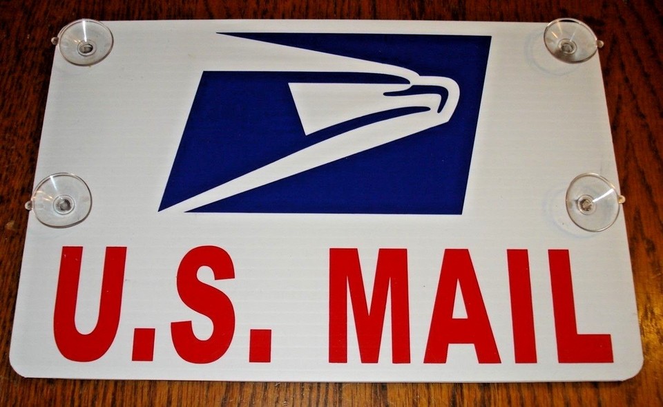 (1) U.S. MAIL Plastic Window Sign with Suction Cups USPS - 8" X 12" 25% ...