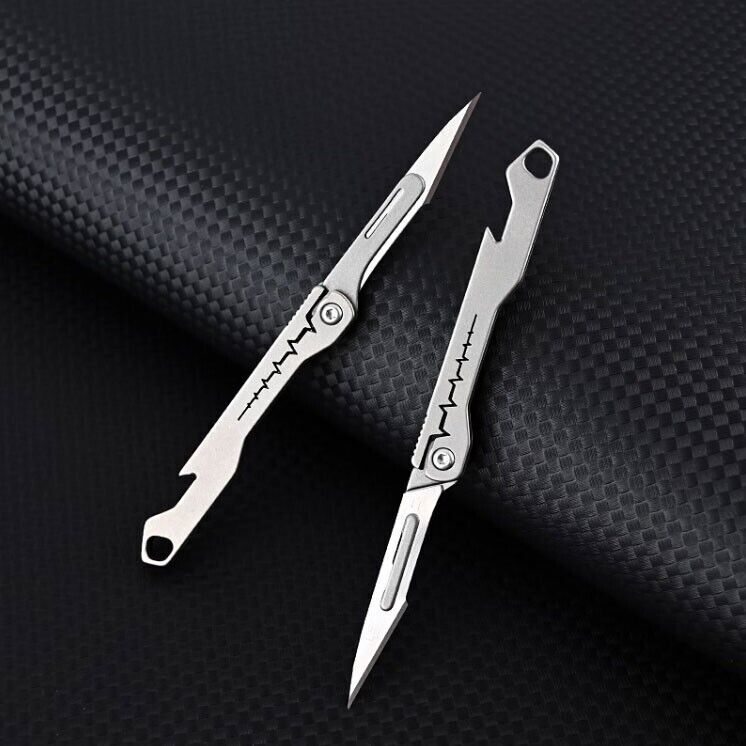 Mini Titanium Pocket Utility Folding Knife Scalpel Blades Opener ...