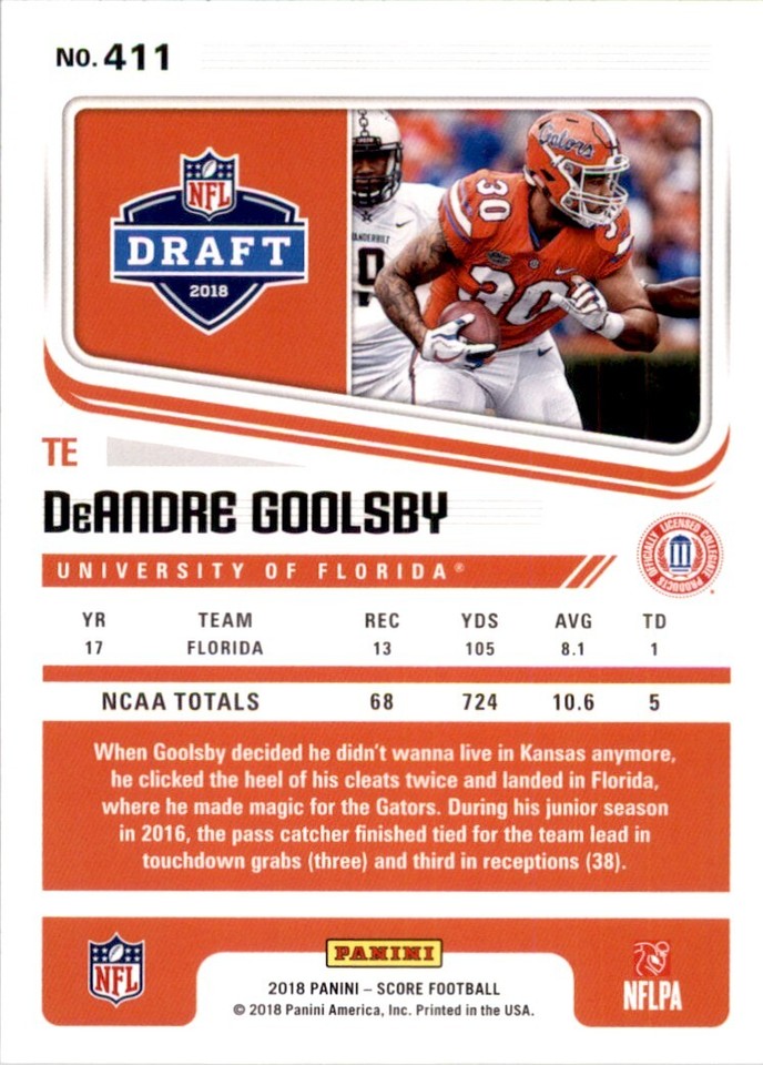 2018 Panini Score DEANDRE GOOLSBY RC #411 | eBay