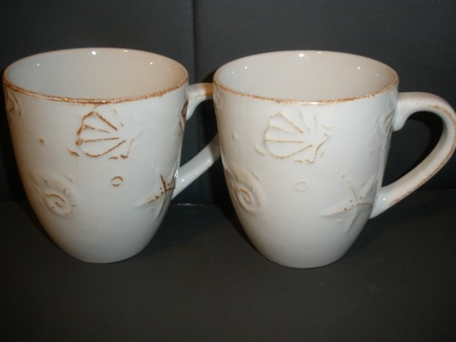 THOMSON POTTERY Hampton Seashell Mugs Lot of 2 Shells Nautical 12 oz ...