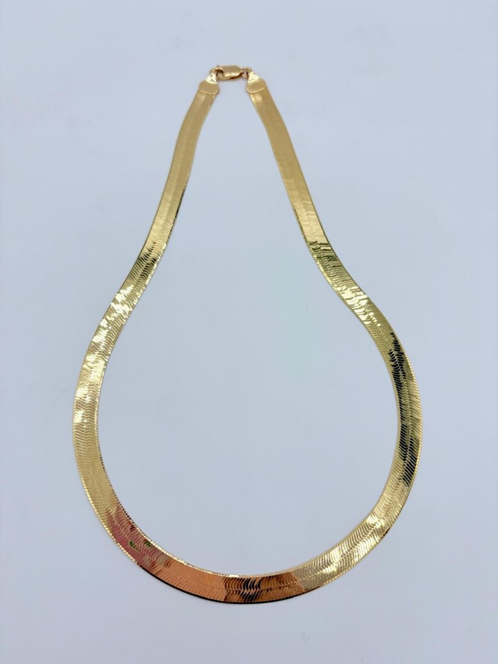 Herringbone Chain Necklace 14K Yellow Gold Solid Flat Women Men 18'' | eBay