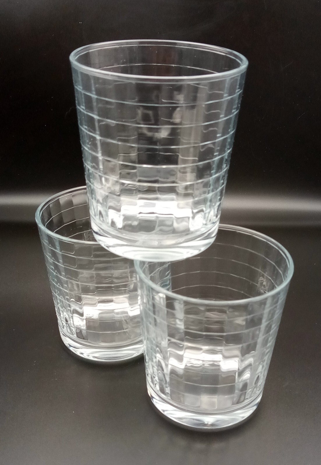 Pasabahce Clear Block Optic Checkered Design Old Fashioned Glasses Set ...