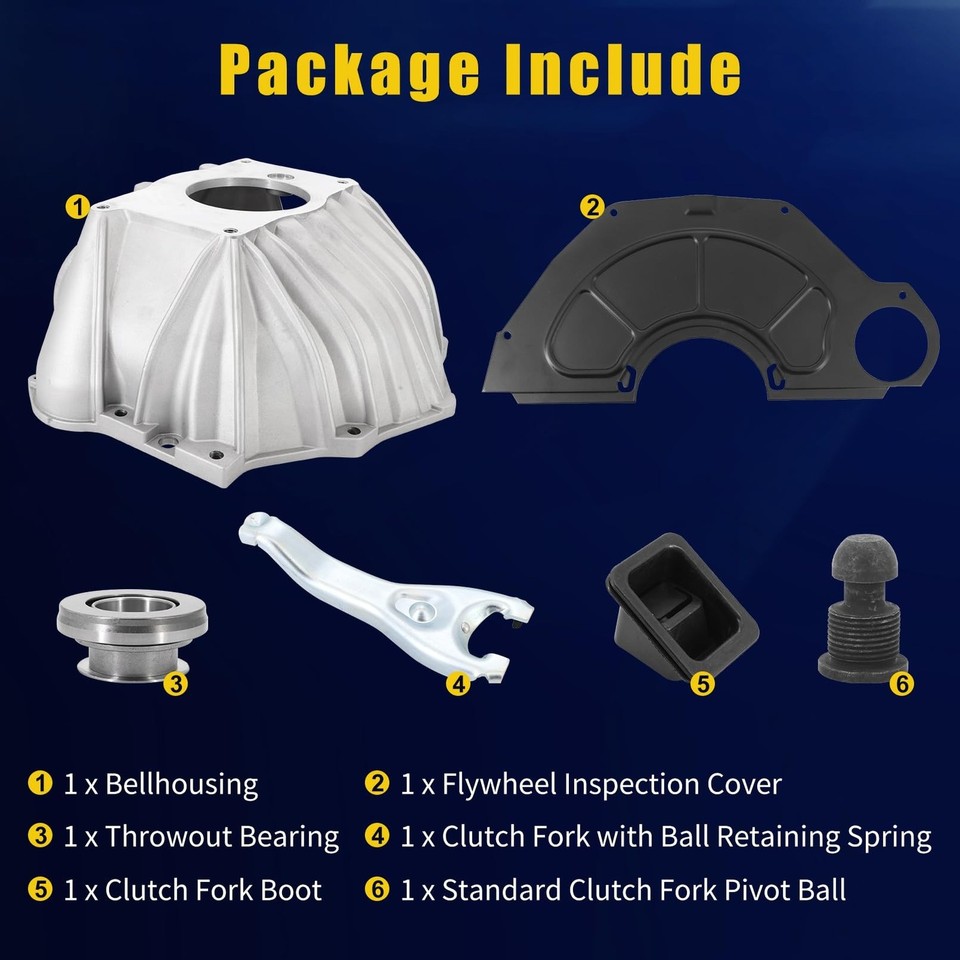 621 SBC BBC Bell Housing Kit & 11" Clutch Fork & Throwout Bearing ...
