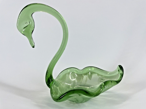 Vintage Altaglass Hand Blown Green Glass Swan Dish Mid Century Art ...