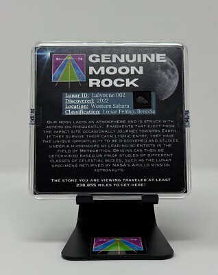 Genuine LUNAR MOON ROCK DISPLAY By The Interstellar Collection - IMCA ...