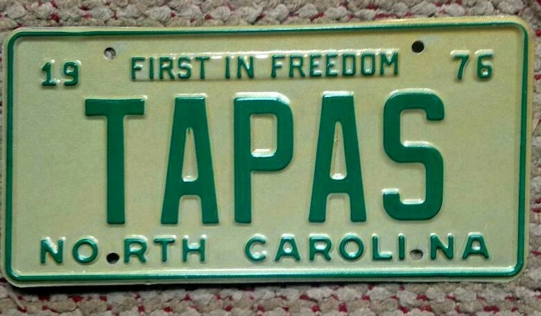 NORTH CAROLINA VANITY LICENSE PLATE TAPAS SPANISH APPETIZER CUISINE ...