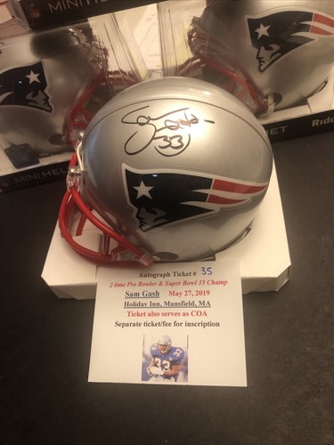 Sam Gash Autographed New England Patriots Signed Mini Helmet W/ Show ...