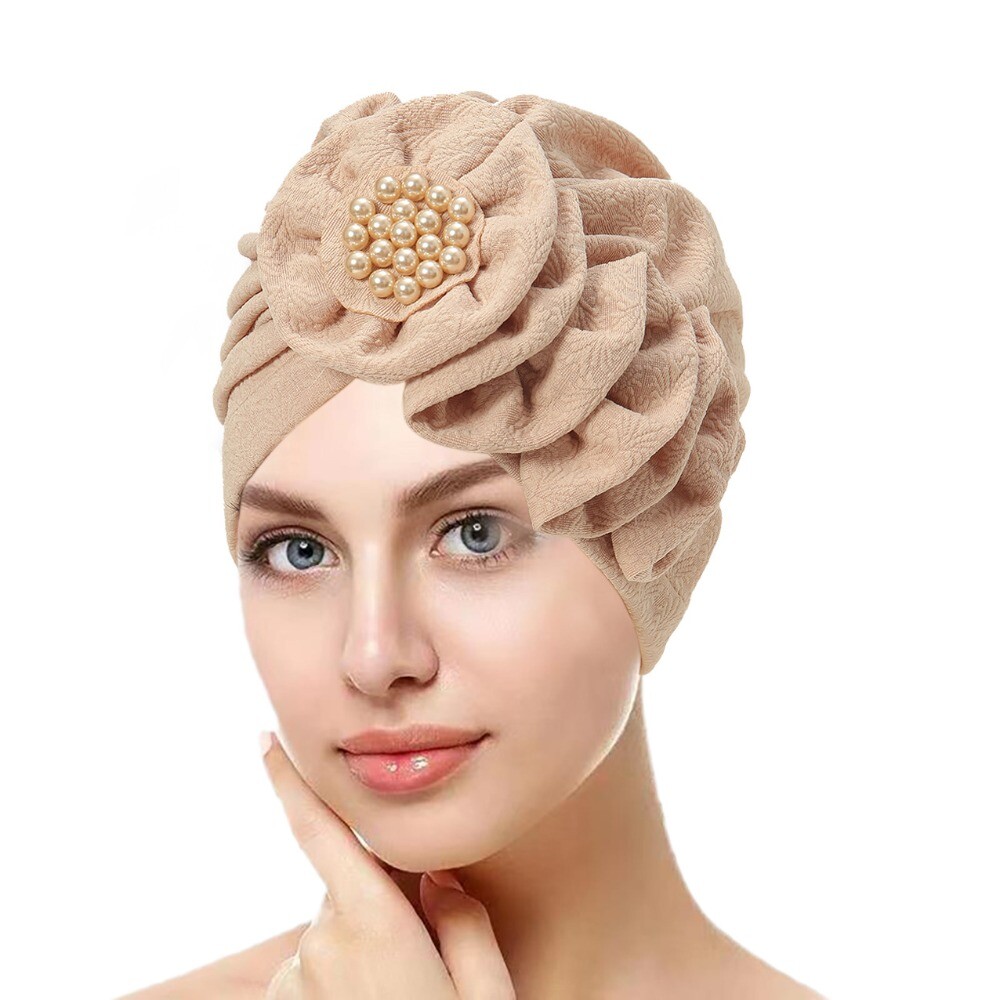 Hijab Cap Floral Solid Color Pullover Hat Wrinkled Turban Hat Women | eBay