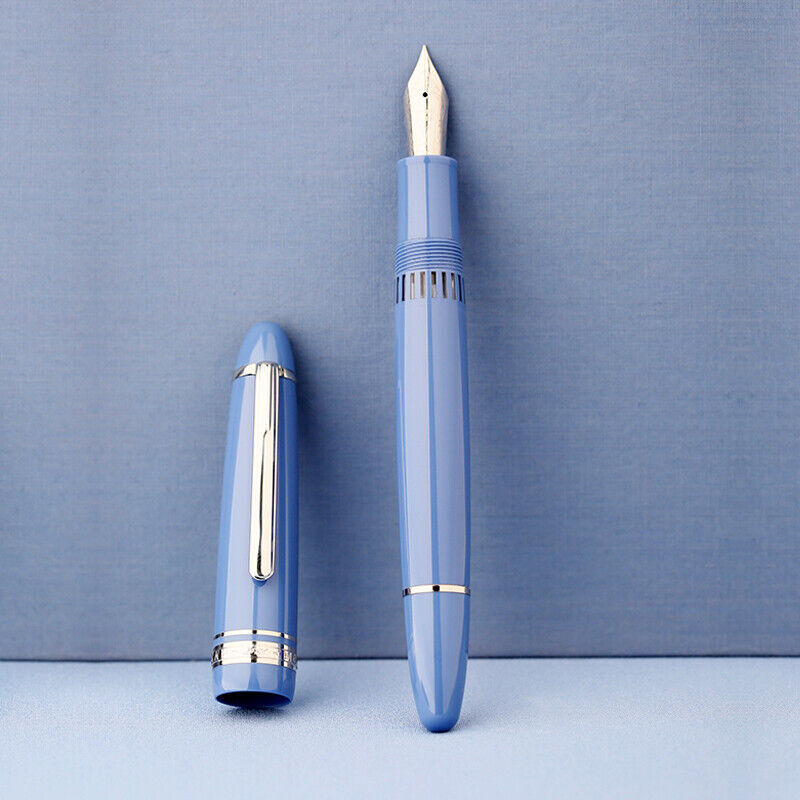 Majohn P136 Glacier Blue Piston Fountain Pen EF/F/M/Flat Nib 20 Ink ...