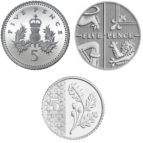 1992 - 2024 5p coin Five pence Oak + Royal Shield UK Mint Brilliant ...