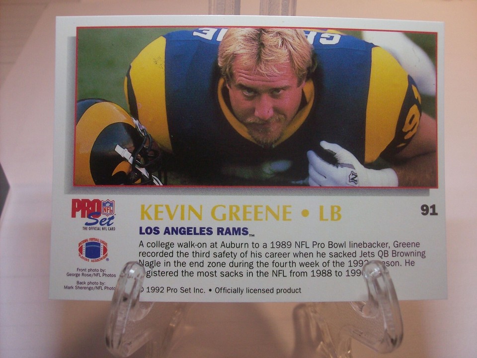 1992 Pro Set Power Football #91 - Kevin Greene - Los Angeles Rams 92 ...