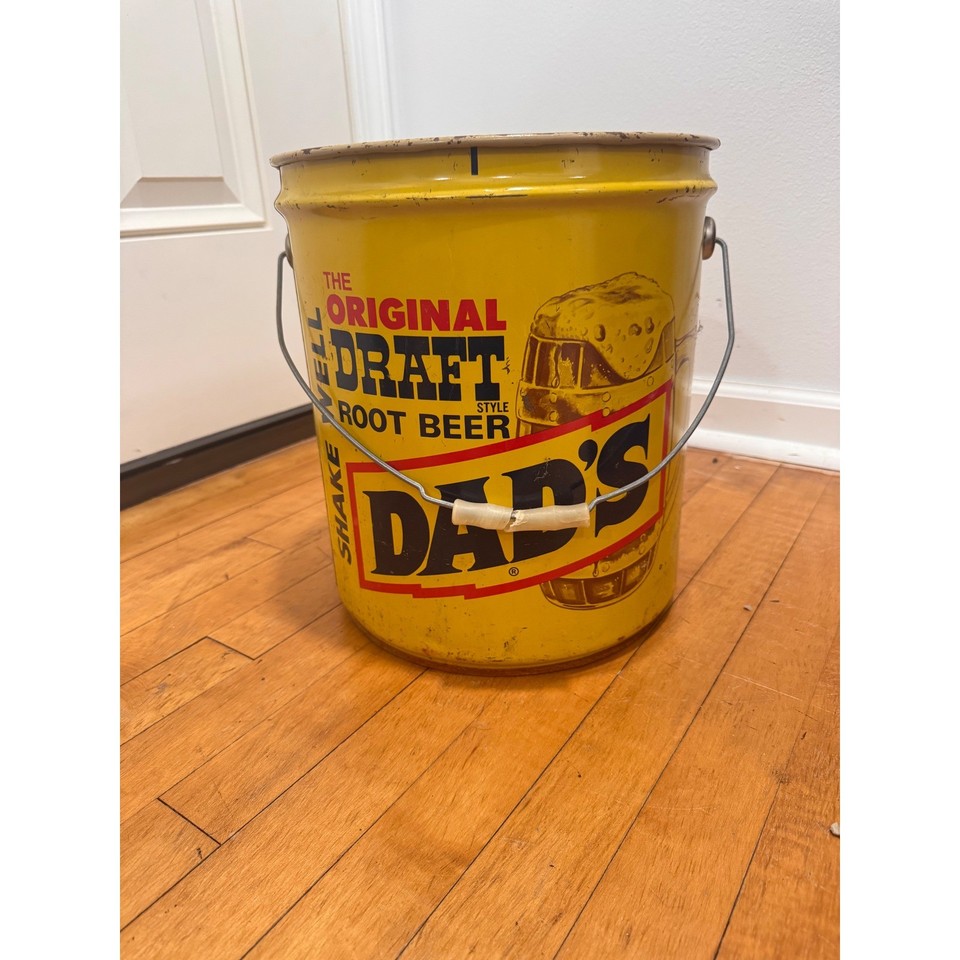 Vintage Dad's Root Beer 5 Gallon Concentrate Tin Bucket Advertising ...