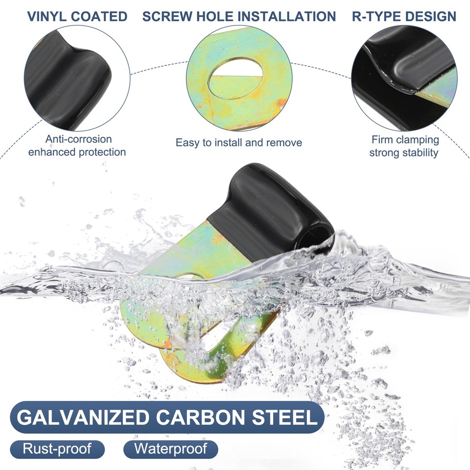 50Pcs 3/4" Vinyl Coated Cable Clamps Galvanized Steel Metal Cable Clips ...