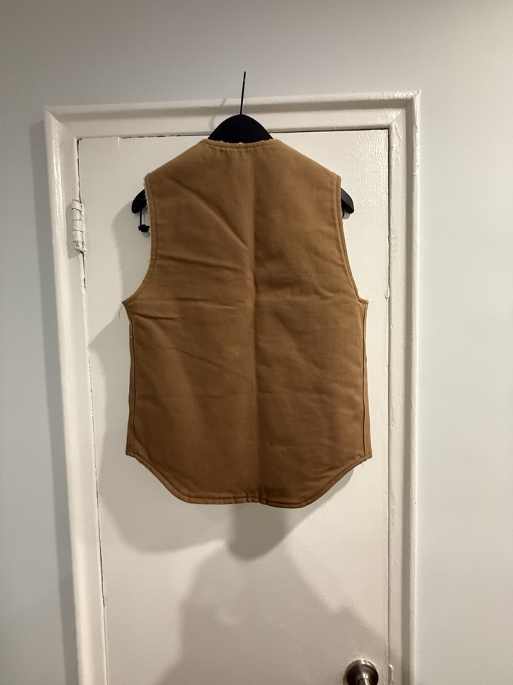 VTG 90s Carhartt Sherpa Lined Canvas Work wear Vest Size S Small USA ...