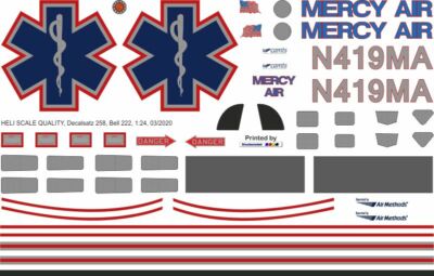 Decal 258 Bell 222 Mercy Air N419MA | eBay