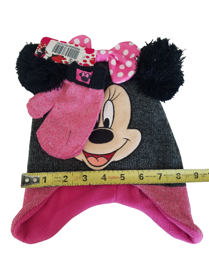 Disney Minnie Mouse Girls Double Pom Winter Hat Mittens Set Toddler ...