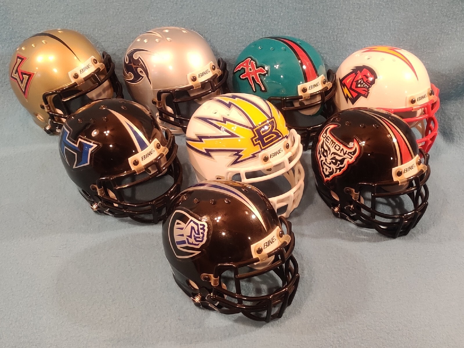 2000 BIKE XFL AUTHENTIC FOOTBALL FULL MINI HELMET SET 5" EUC WWE NFL ...