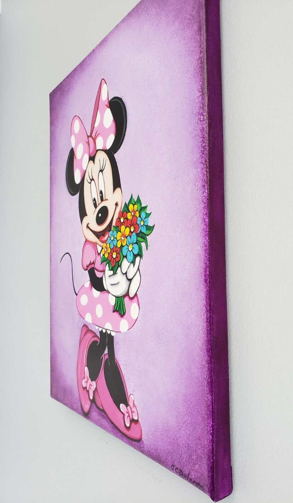 MINNIE MOUSE ACRYLIC PAINTING stretched canvas 12" x 16" Art Decor Kids ...
