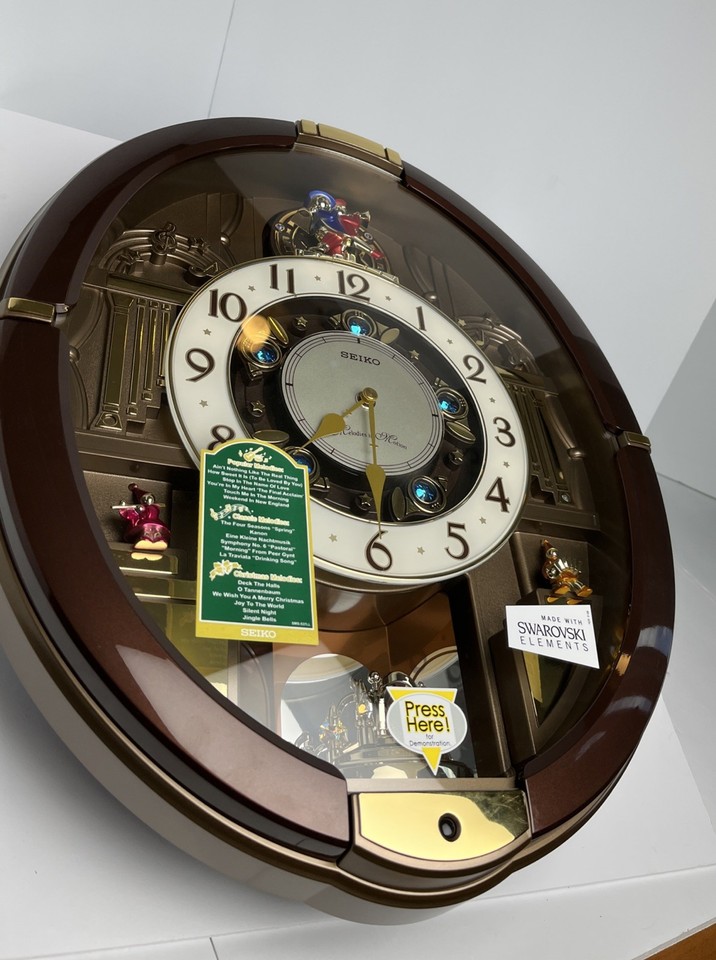 SEIKO 18 Melodies in Motion Clock Trumpets w/ Swarovski TESTED & WORKS ...