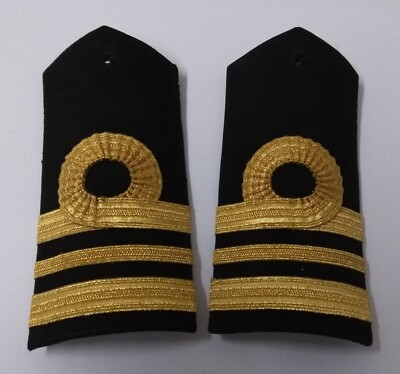 Naval Officers Lt Commander Uniform Shoulder Boards Epaulette Leather ...
