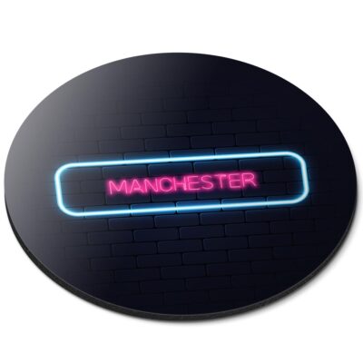 Round Mouse Mat Neon Sign Design Manchester City England #350221 | eBay UK