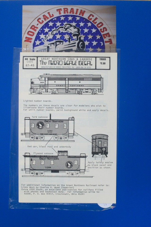 Microscale Decals HO Scale Great Northern Cabs and Caboose Lots 11, 12 ...