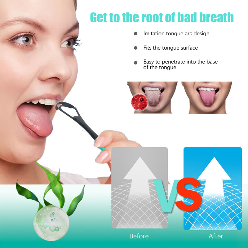 Double Layer Tongue Scraper Silicone Tongue Scraper Brush Cleaning ...