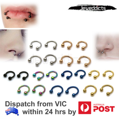 2-6PCS Horse Shoe Piercing Hoop Ring Earring Lip Septum Cartilage ...