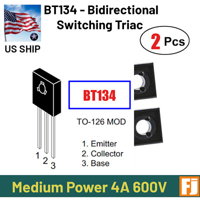 2 Pcs - BT134 Bidirectional Switching Triac | TO-126 | 4.0 Amp 45 Volt ...