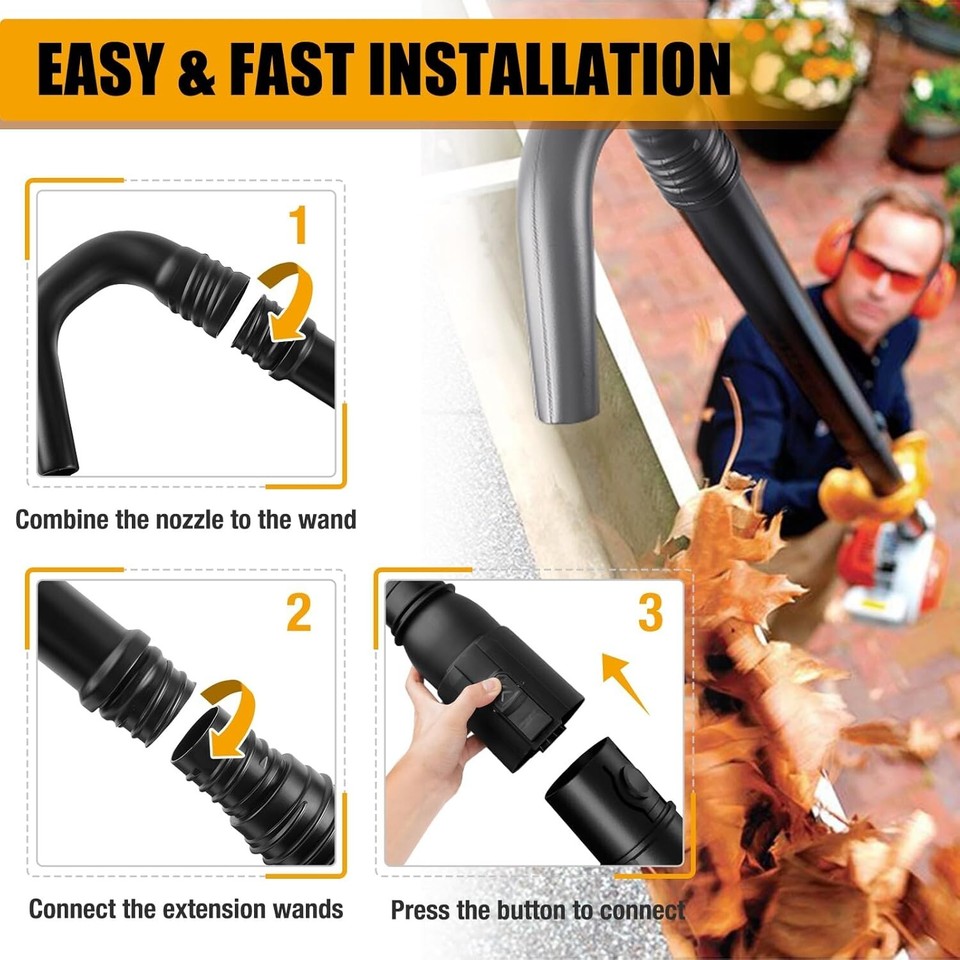 Gutter Cleaning Kit Leaf Blower Nozzle Extension Attachment Black ...