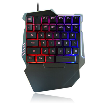 One-hand Gaming Keyboard Wired USB 35 Keys with RGB Backlit Mini Keypad ...