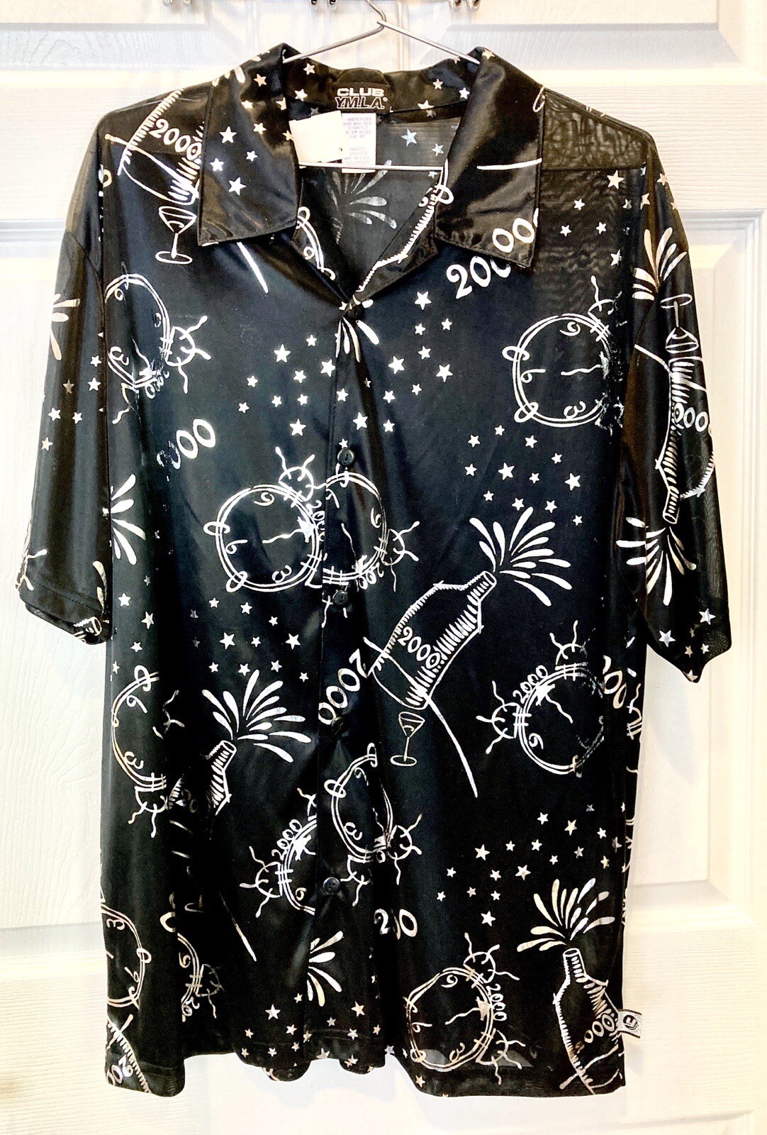 Vintage Club YMLA Mens Shirt Black Metallic Y2K Sz L… - Gem