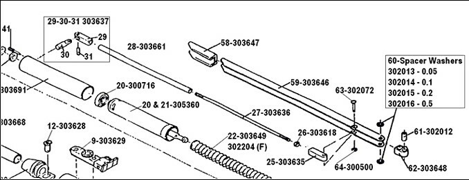 RWS Diana 48/52/54 Air Rifle Part - #303636 Threaded Pull/ Cocking Rod ...