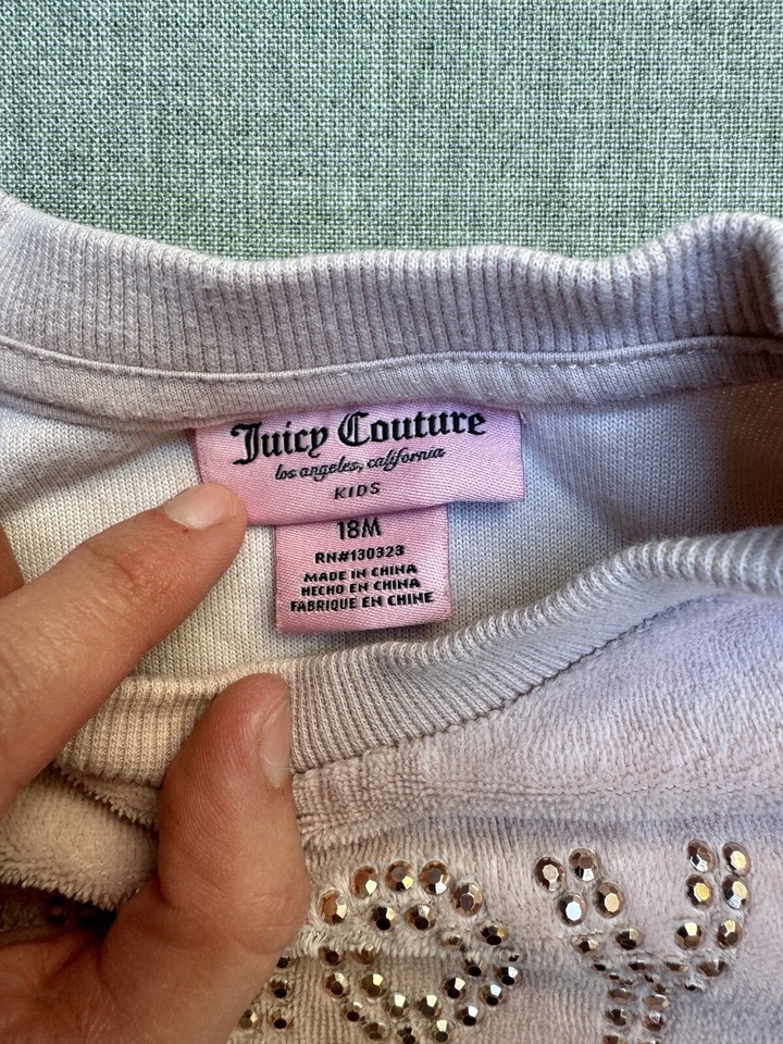Baby Juicy Couture Pink Velour Tracksuit Top 18M With Embroidery And ...